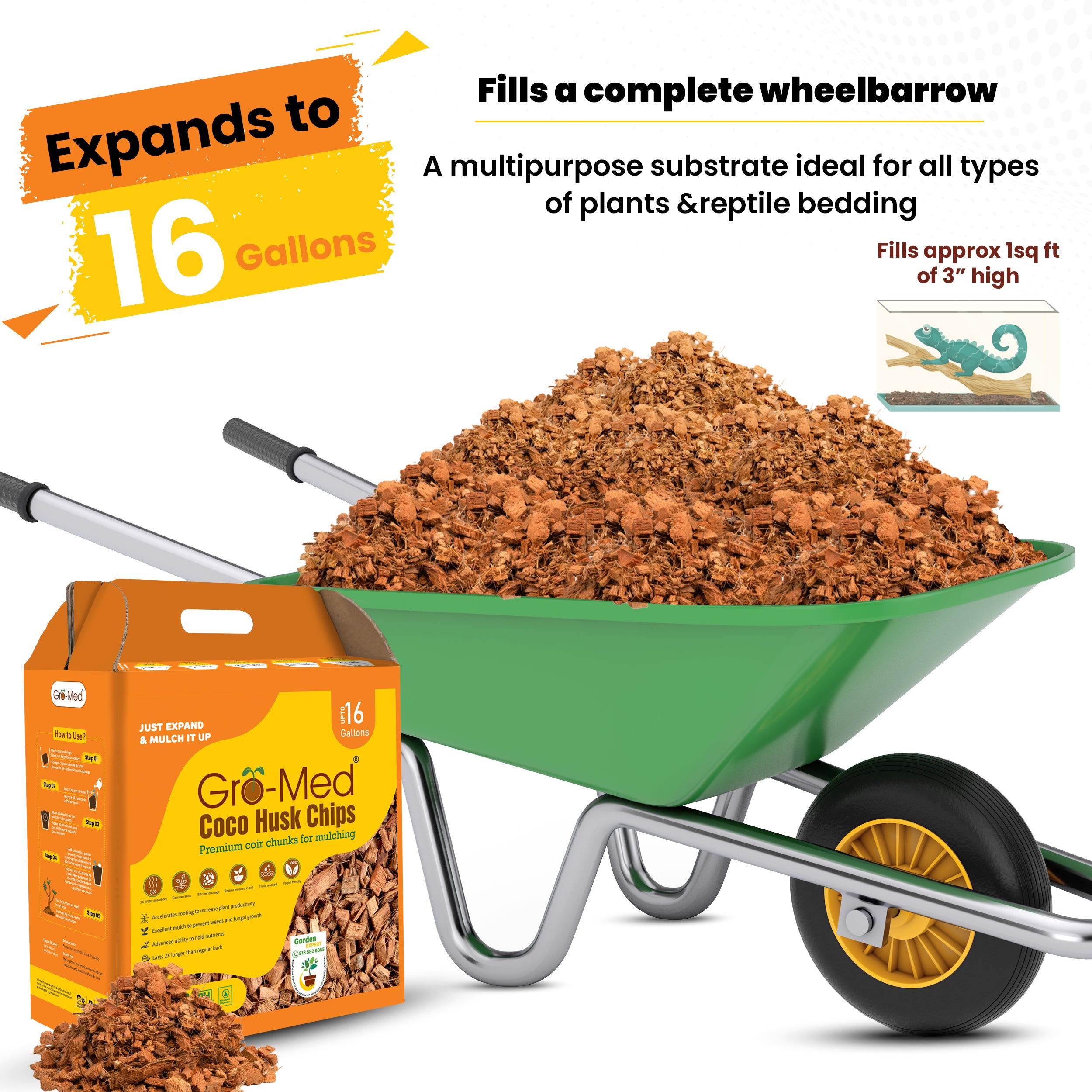 10 lb Compressed Coco Husk Chips Block for Plants – Gro-Med